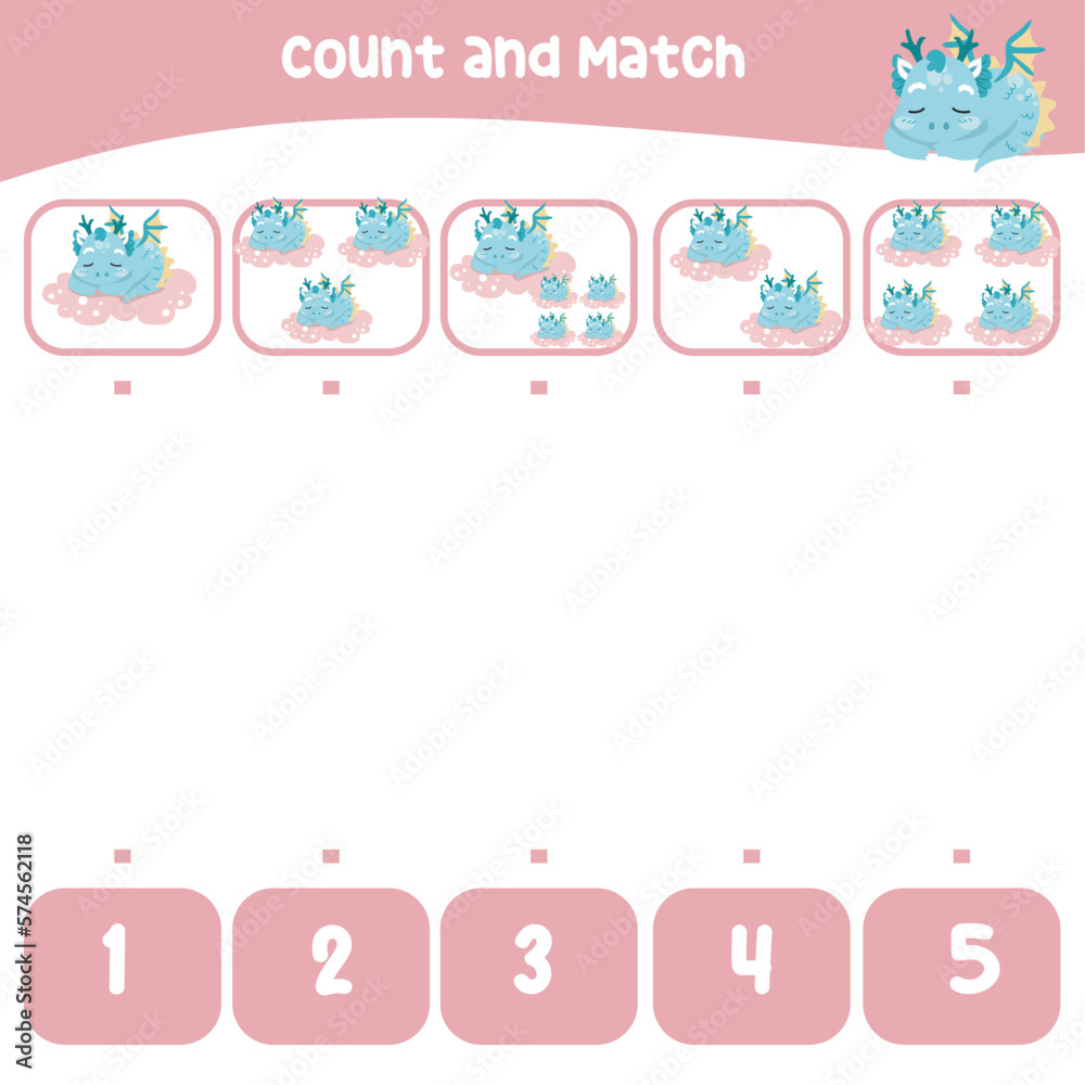 Vector de Stock Count and match the images with the number worksheet ...