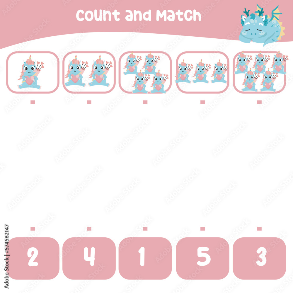 Vetor Count and match the images with the number worksheet for ...