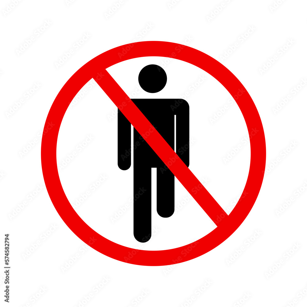 No entry, ban sign with front view of person pictogram walking. Do not ...