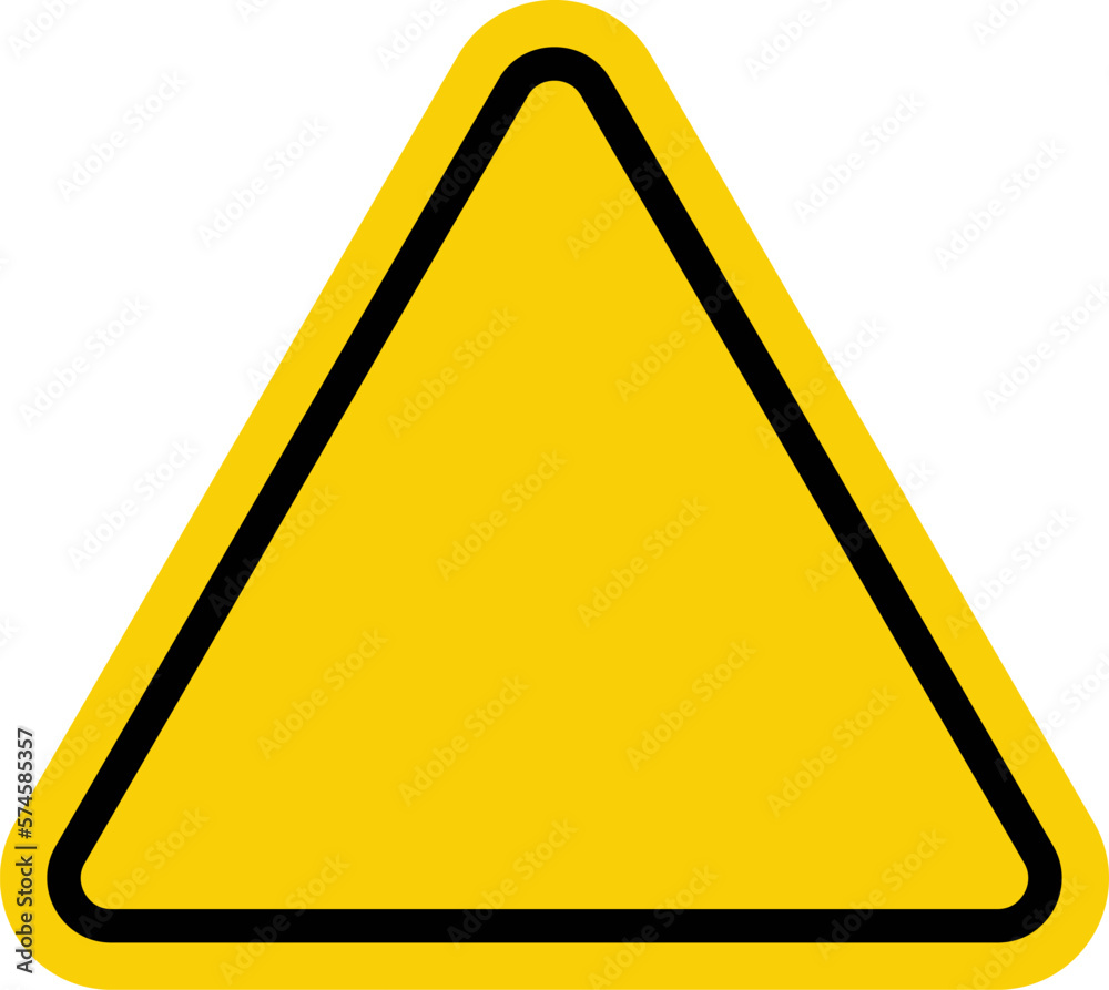 Warning sign yellow triangle with empty space inside. Attention. Danger ...