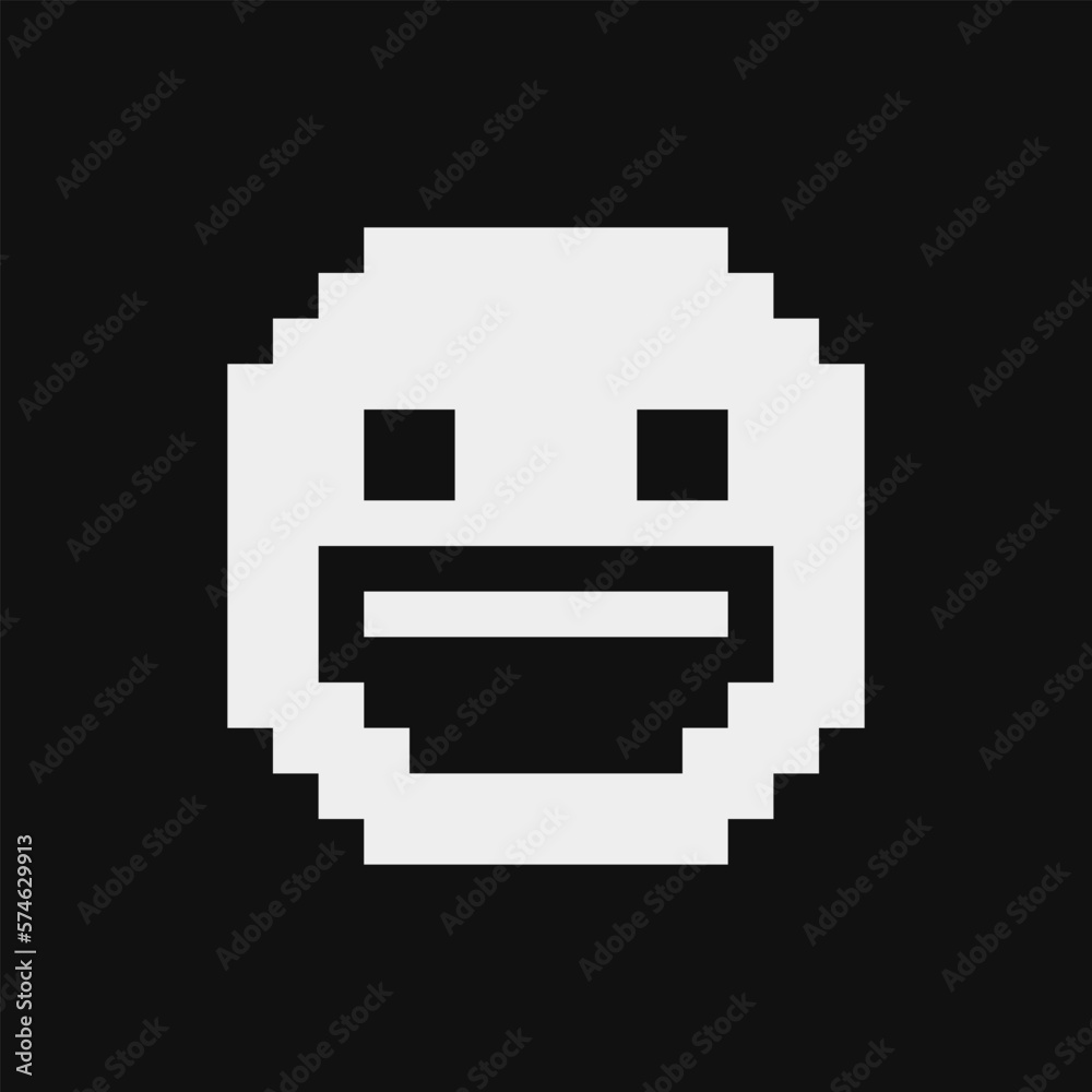 Smiling face. Smiling emoticon, emoji, smiley. Pixel art style. Funny ...