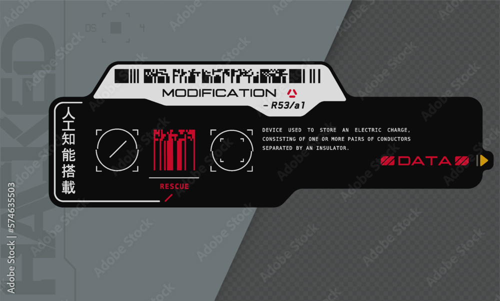 Cyberpunk decal. Vector sticker, label in futuristic style ...