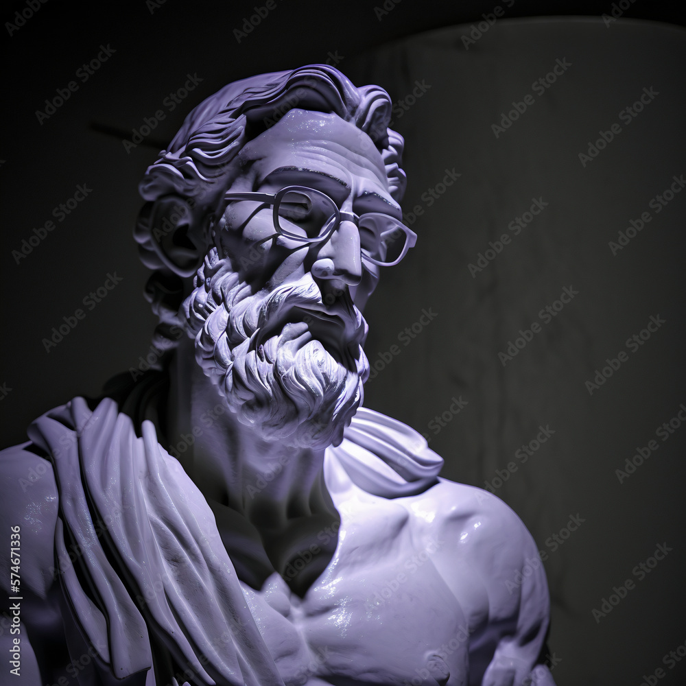 3D illustration of the sculpture of Aristotle. The Greek philosopher ...
