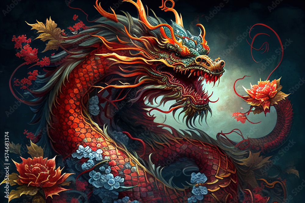 Illustration Stock Chinese dragon illustration for New Year celebrations Adobe Stock
