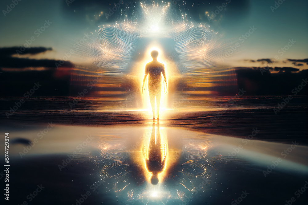 Silhouette of human astral human body concept image for near death ...