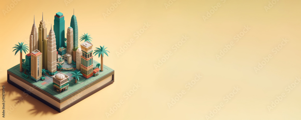Ilustración de Stock Square-shaped miniature Kuala Lumpur featuring ...