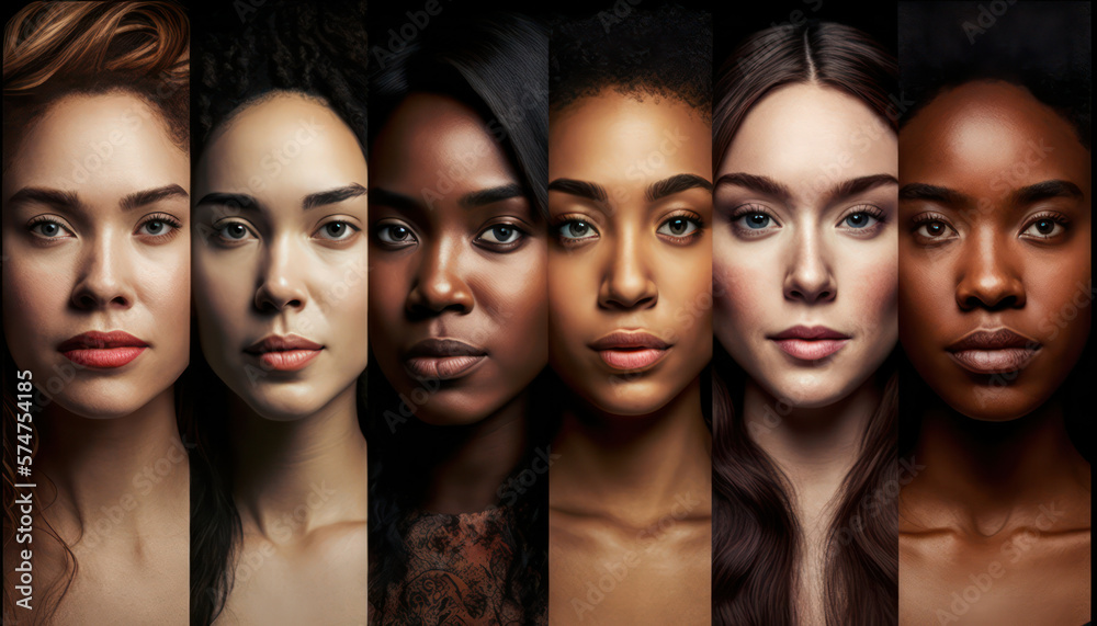 Many diverse ethnic groups, different young people group headshots in ...