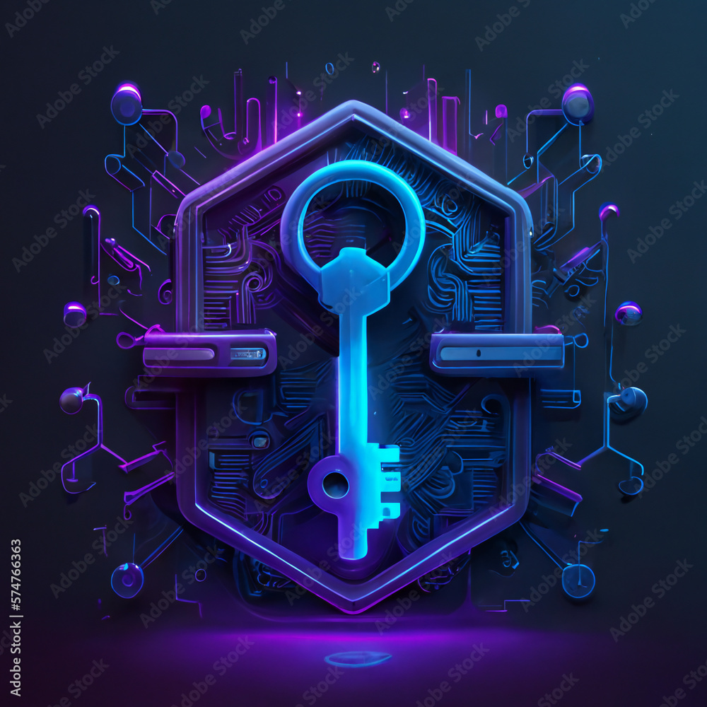 Cybersecurity logo with circuit board background, key and shield cyber security minimalist ...