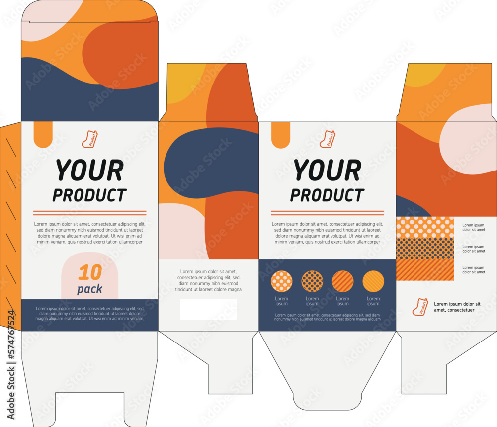 Packaging design template box layout for textile, sport or beauty ...