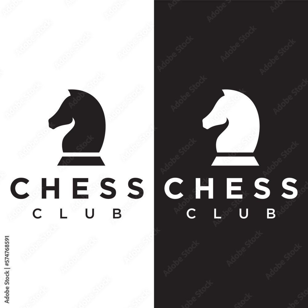 Chess strategy game Logo template with horse, king, pawn and rook ...