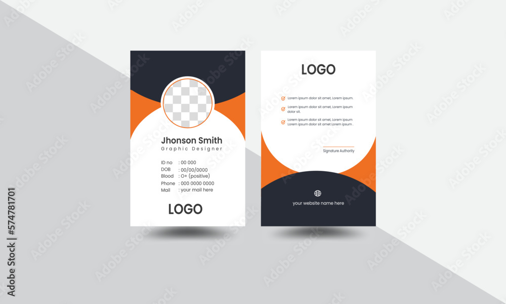Professional modern id card template, Corporate employee identity badge ...