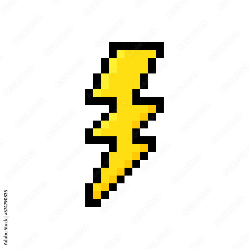 Pixel lightning bolt. 8 bit pixel art thunderbolt, lightning strike ...