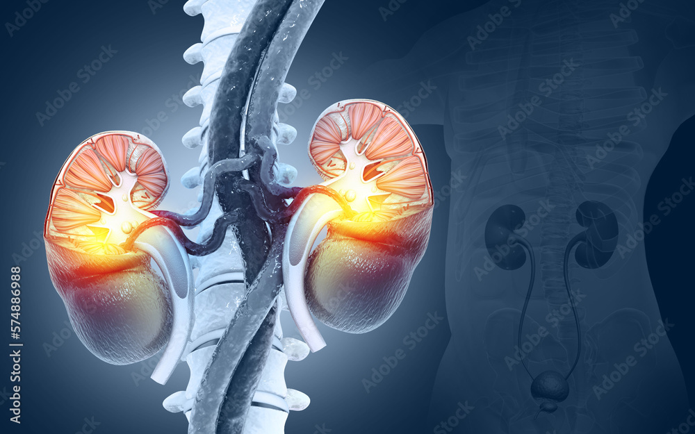 Human kidneys anatomy, structure, physiology, cross-section, Medical ...