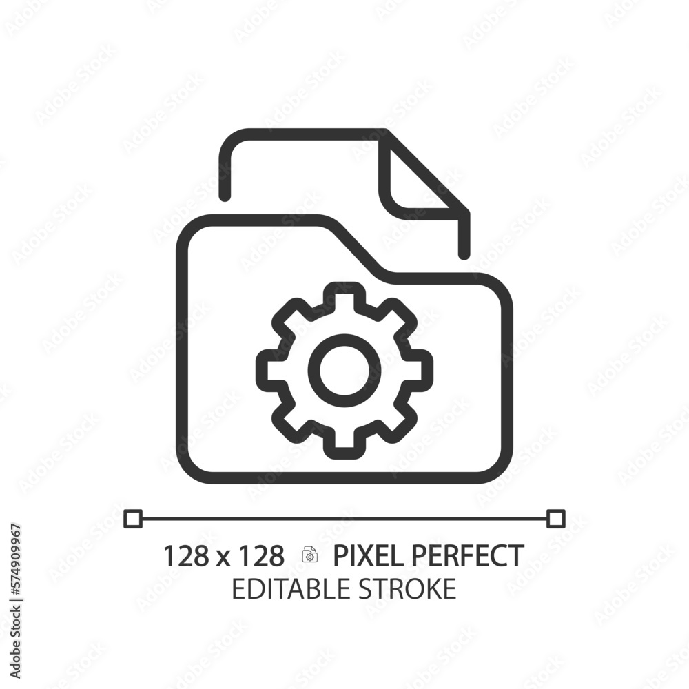 File management pixel perfect linear icon. Digital files browser ...