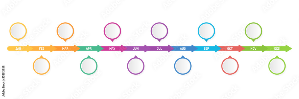 Blank presentation business infographic template. 12 Months modern ...
