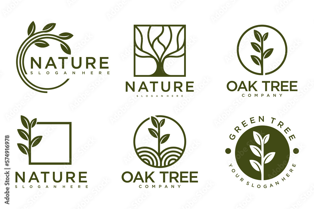 Tree logo icon set design. Garden plant natural symbols template.Vector ...