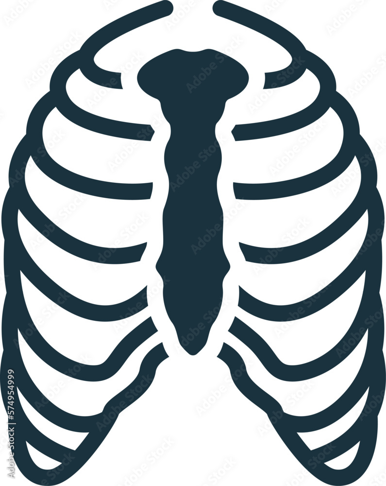 Rib cage icon. Monochrome simple sign from anatomy collection. Rib cage ...