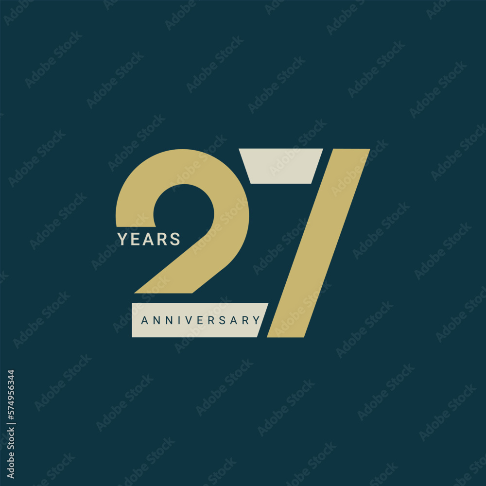 27th, 27 Years Anniversary Logo, Golden Color, Vector Template Design ...