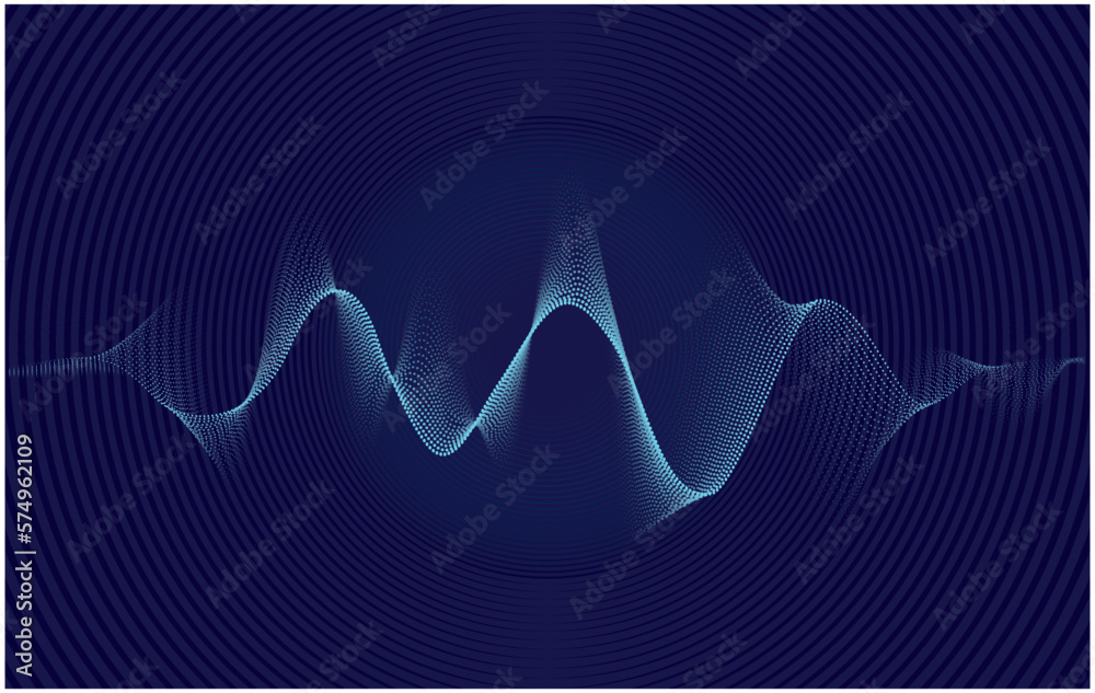 Stock-Vektorgrafik „Color Sound Wave on dark Background, technology ...