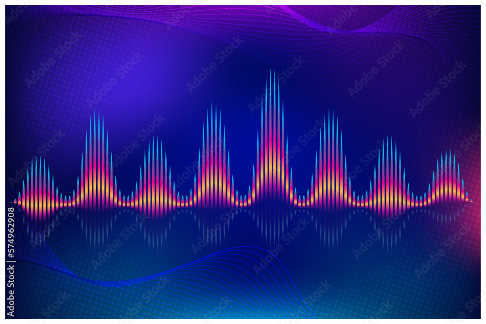 Color Sound Wave on dark Background, technology, and earthquake wave ...