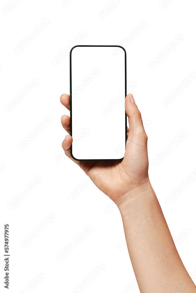 Close-up of woman hand holding modern smartphone iphone mockup. New ...