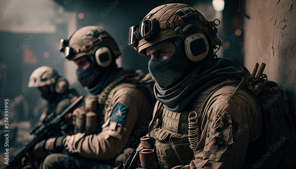 Military Tactical Special Squad Special Forces Unit, Equipped Armed ...