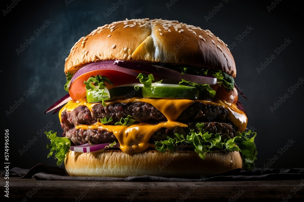 Cheeseburger AI Generative Illustration. Hamburger. Moldy Whopper ...