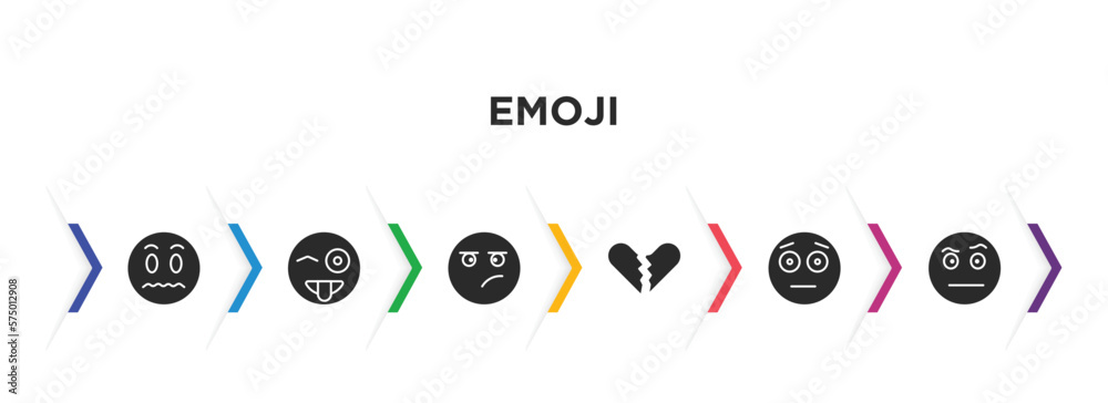 emoji filled icons with infographic template. glyph icons such as ...