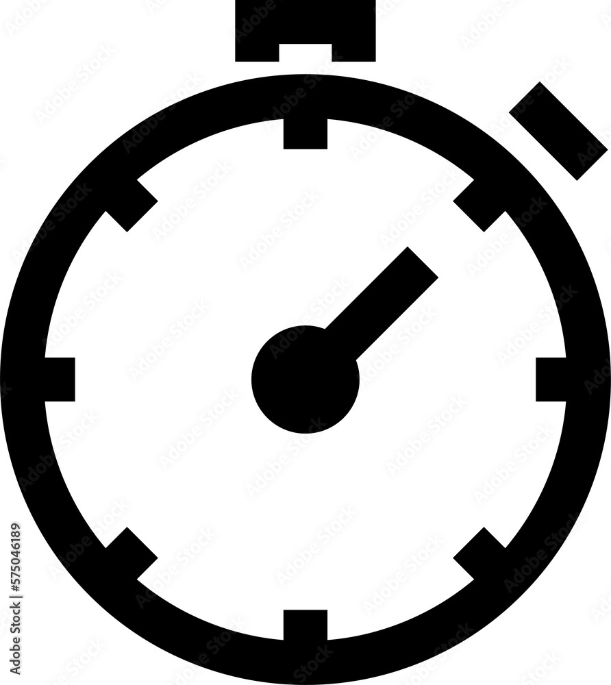 Stopwatch icon in png. Outline timer symbol on transparent background ...