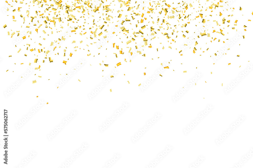 Falling shiny golden confetti isolated on transparent background ...