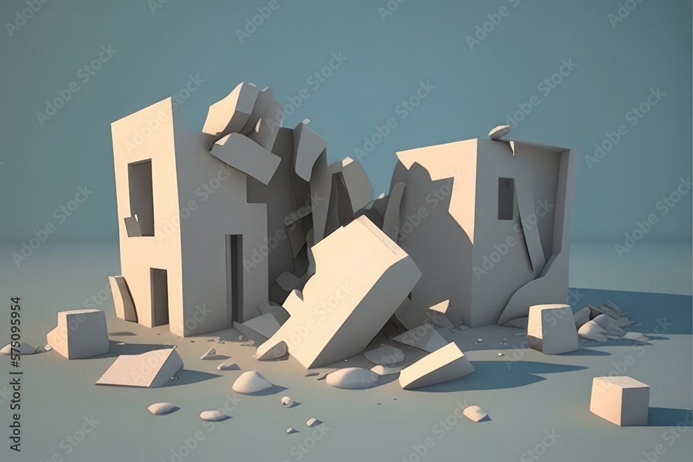 Silent despair, destroyed foundations, deserted streets, rubble ...