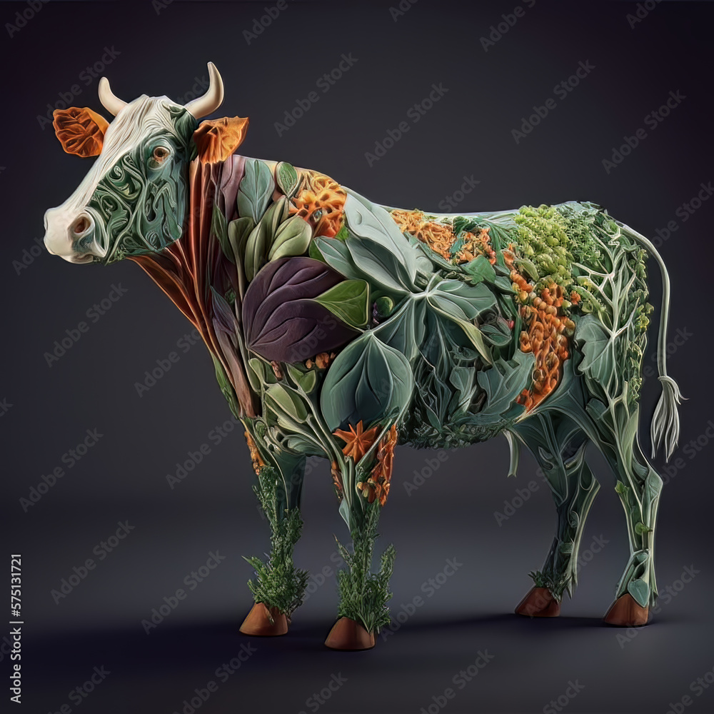 Ilustracja bez tantiem: Cow made of vegetables | Adobe Stock