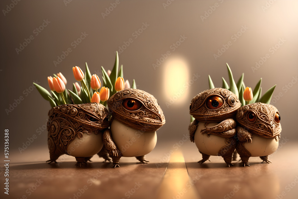 Decorative figures of strange creatures, cute and weird at the same ...