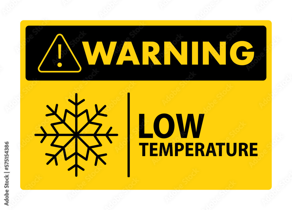 Low temperature warning sign. Ice cold symbol. Subzero thermometer ...