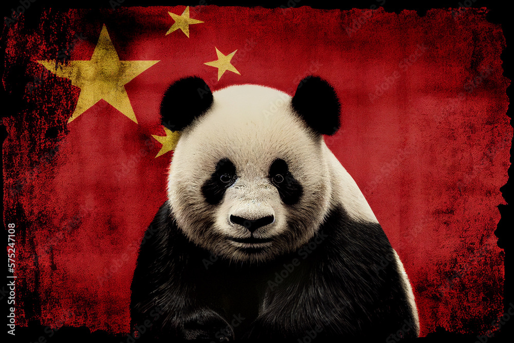 Panda and Chinese flag. Symbol of China Stock Illustration | Adobe Stock