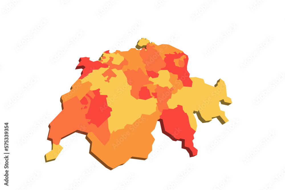Switzerland political map of administrative divisions - cantons. Map ...