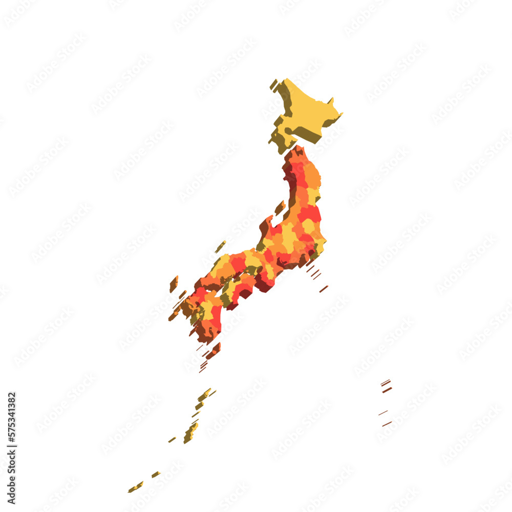 Japan political map of administrative divisions - prefectures ...
