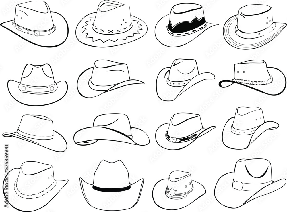 Cowboy hat vector line art. Stock Vector | Adobe Stock