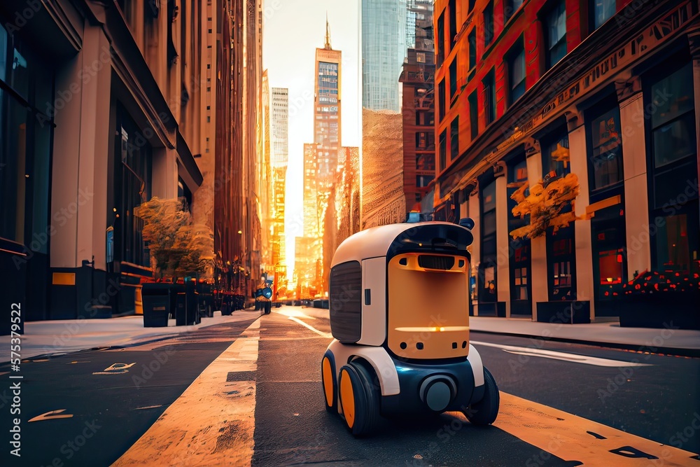 Generative AI illustration of the future of delivery technology with ...