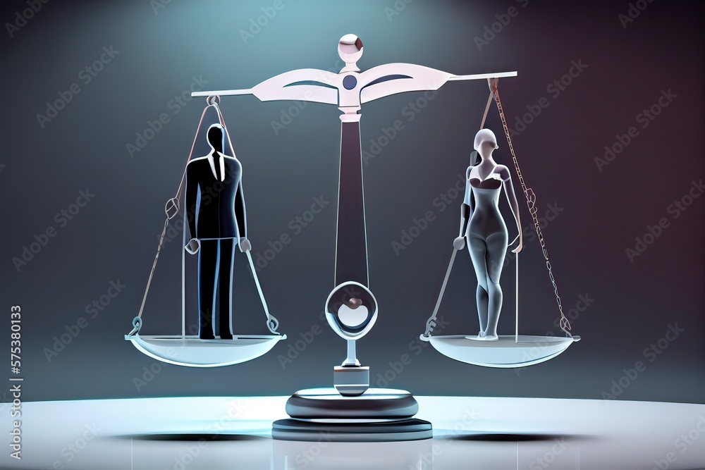 Generative AI illustration of Gender equality concept. Male and female ...