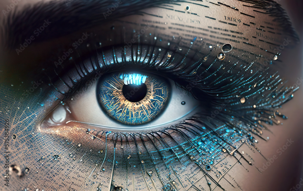 Retina scanner shown using blue and green eyes. Cybersecurity ...