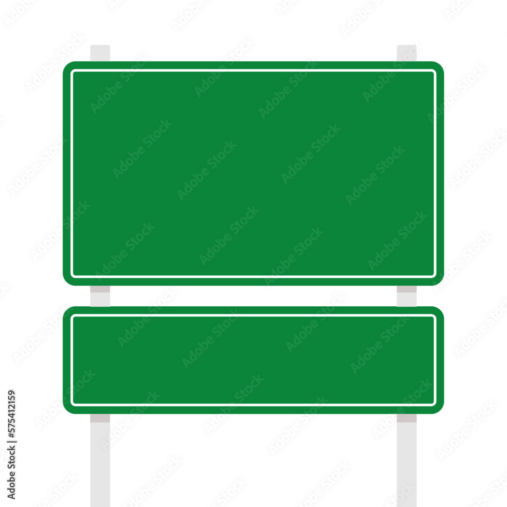 Blank freeway sign isolated on white background. free space for text ...