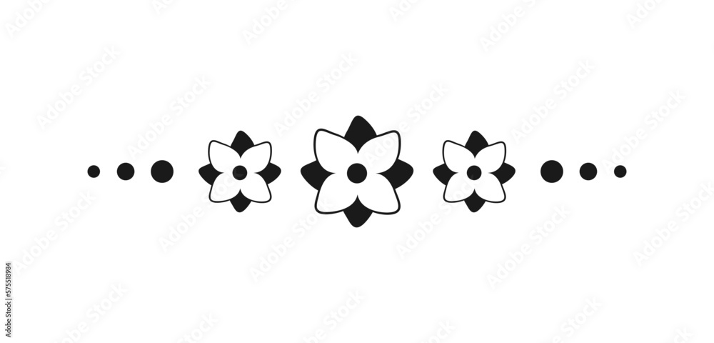 Cute floral page divider doodle illustrations. Simple flower border ...