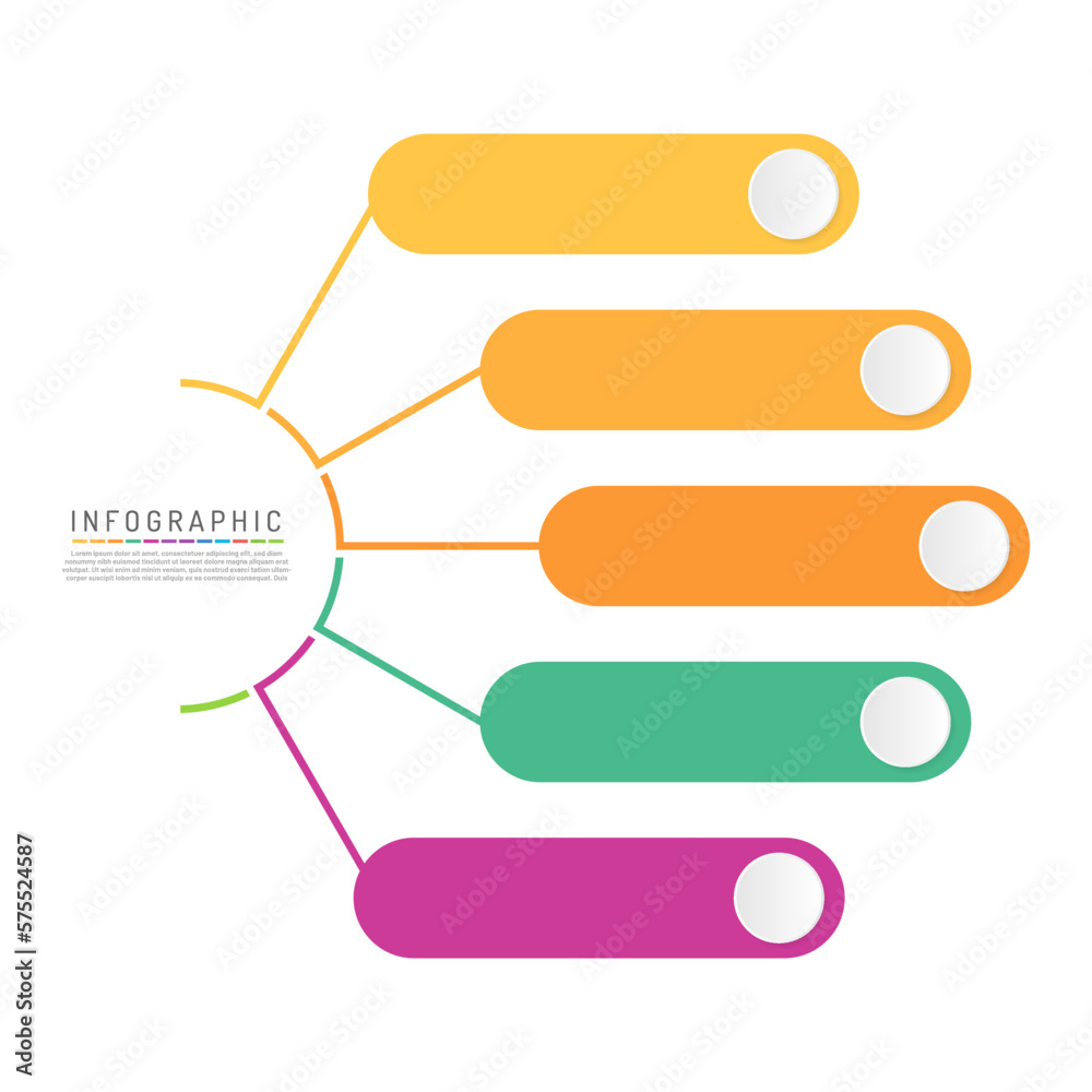 Blank presentation business infographic template. 5 options modern timeline diagram with circle ...