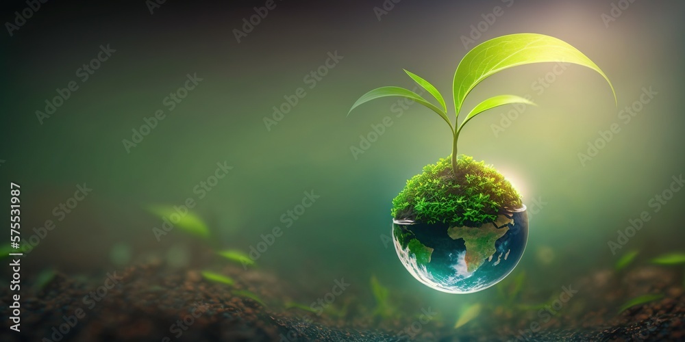 green nature background concept for earth day with plant seed in the ...