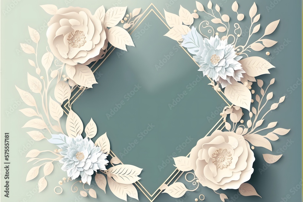 Blue-colored wedding invitation card background design template with a ...