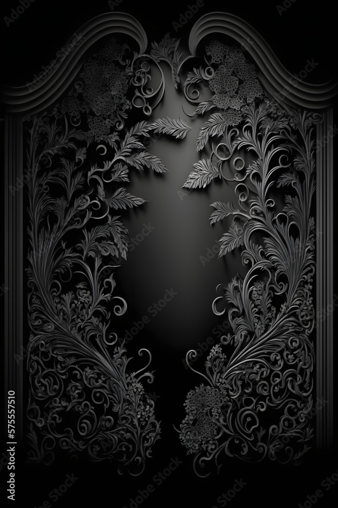 Black-colored wedding, or marriage invitation card design background ...