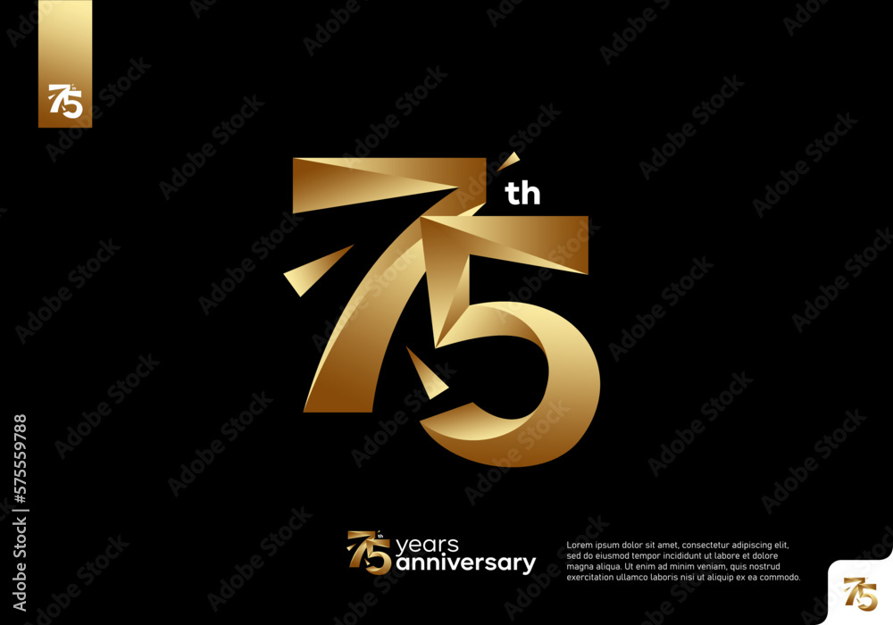Number 75 gold logo icon design, 75th birthday logo number, 75th ...