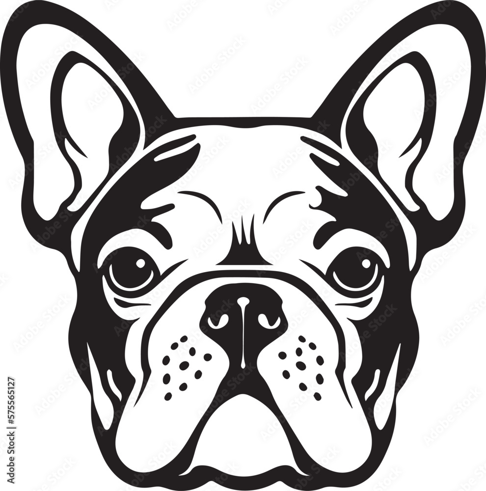 French bulldog face isolated on a white background, EPS, Vector ...