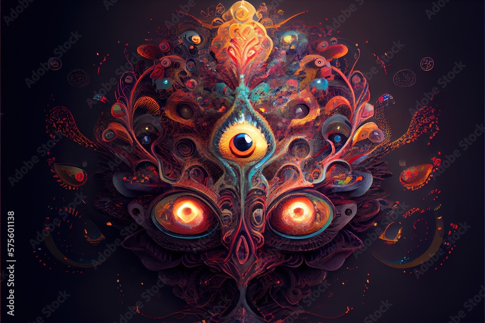 Generative AI illustration of higher, yoga relax chill out dmt visions ...
